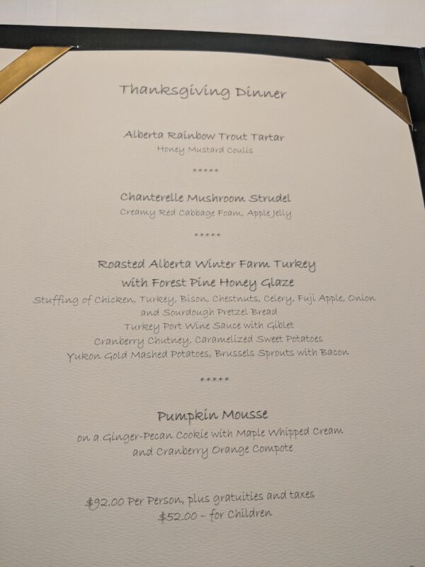 Review of Thanksgiving Dinner at the Post Hotel - Lake Louise, Alberta ...